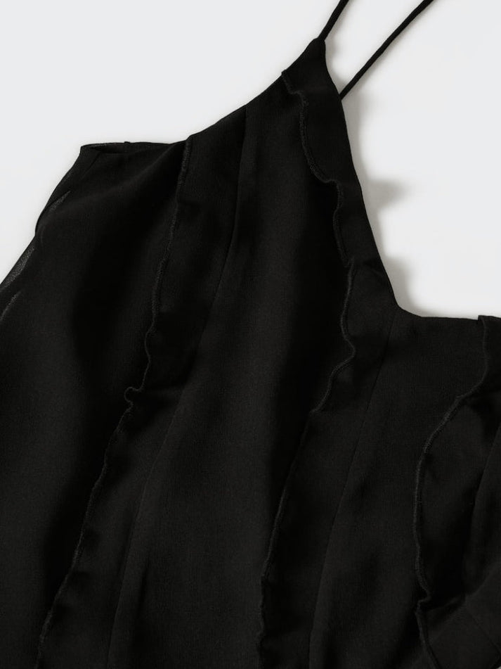 Black Side Slit Backless Maxi Dress With Ruffle Detail – ADONIS BOUTIQUE