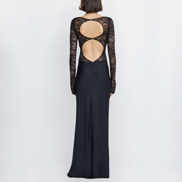 Black Lace Bodice Long Sleeves Dress – ADONIS BOUTIQUE