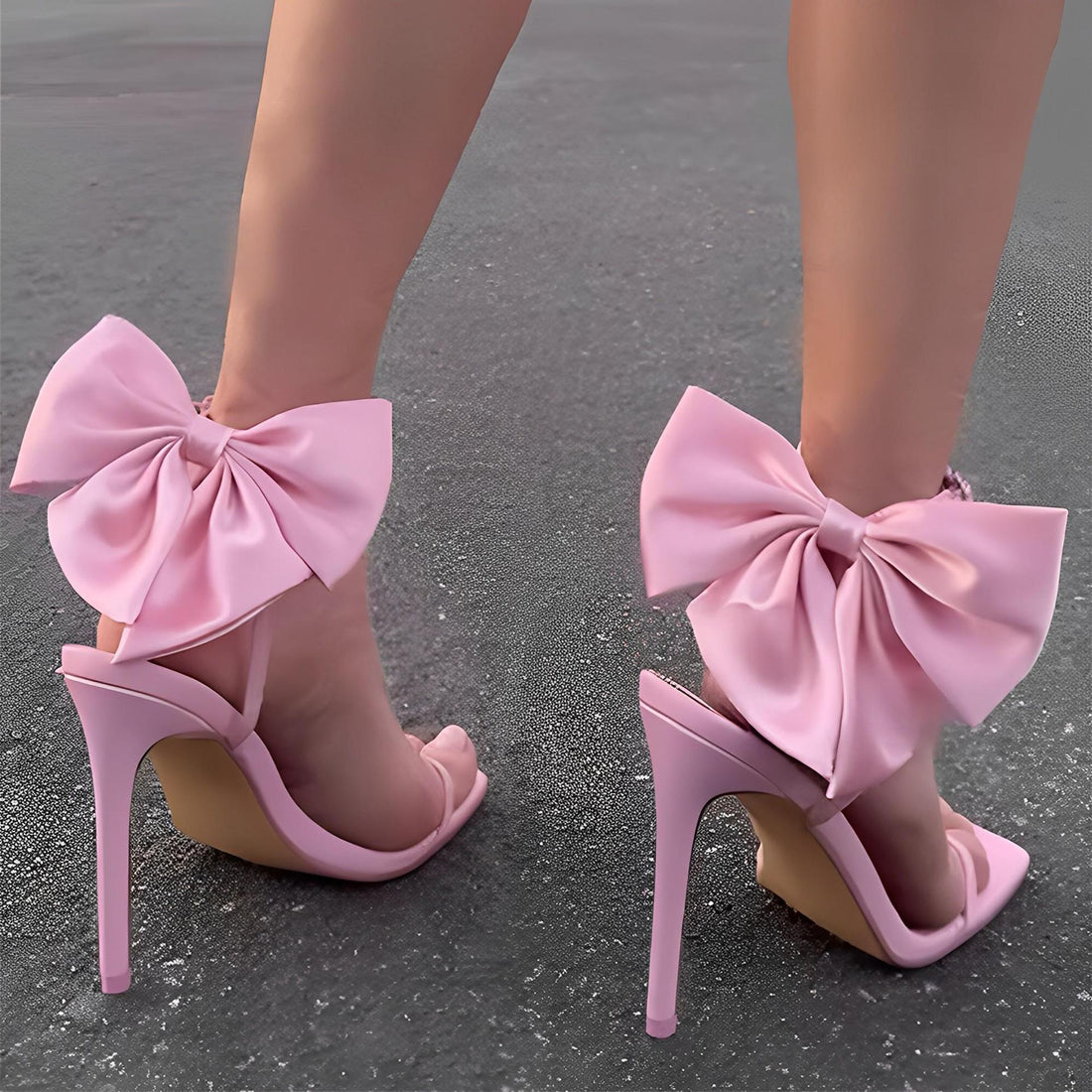 Pink Ankle Strap Back Bow Heels – ADONIS BOUTIQUE