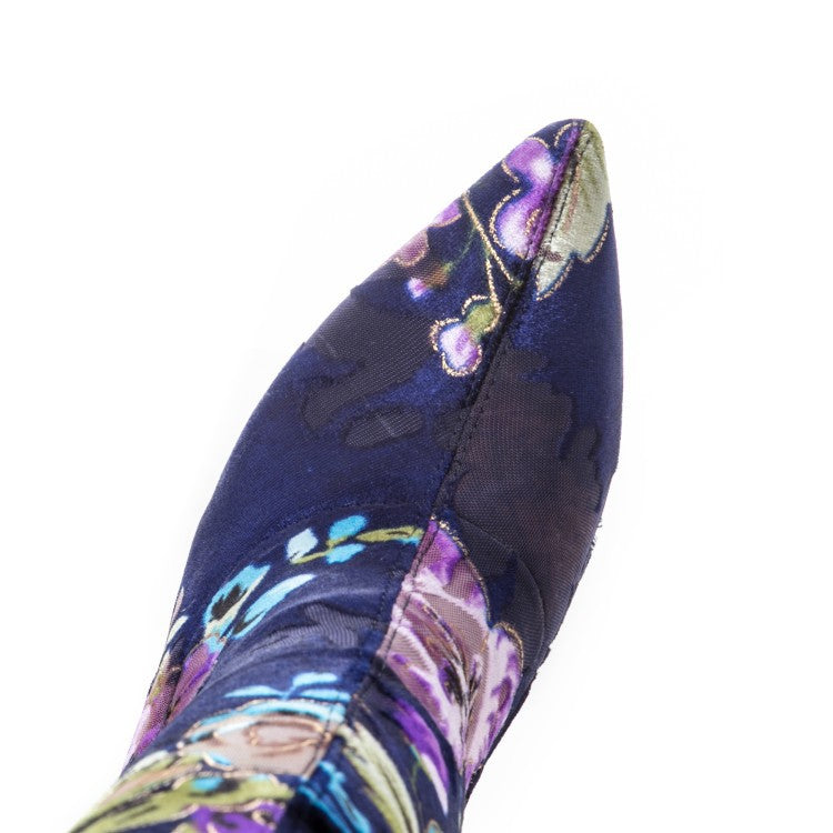 Floral Blue Thigh High Stiletto Heel Boots – ADONIS BOUTIQUE