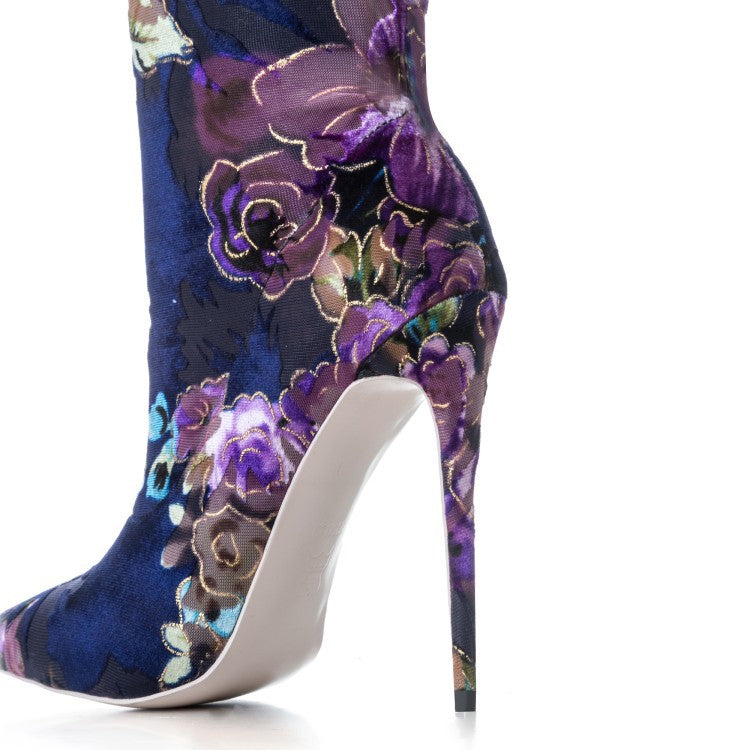 Floral Blue Thigh High Stiletto Heel Boots – ADONIS BOUTIQUE