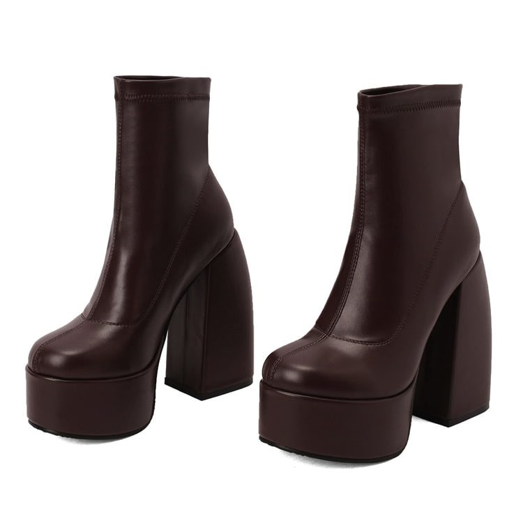 Brown Edgy Chunky Heeled Platform Boots – ADONIS BOUTIQUE